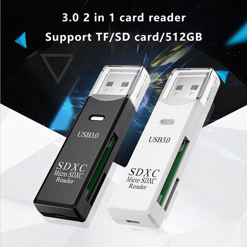2-IN-1 USB 3.0 Card Reader Flash Smart Memory Card 2 Slots For TF SD ...