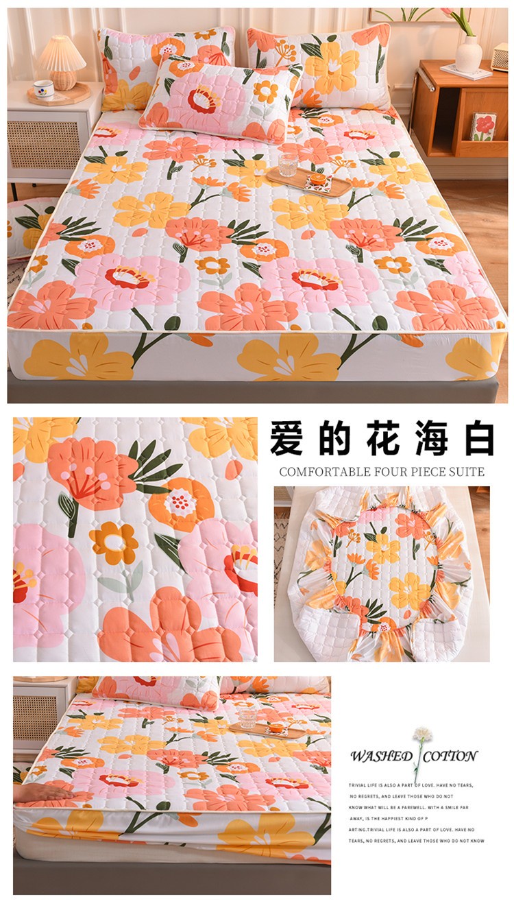 Bedding Set Queen/King Fitted Bedsheet With Cotton Anti Slip Mattress ...