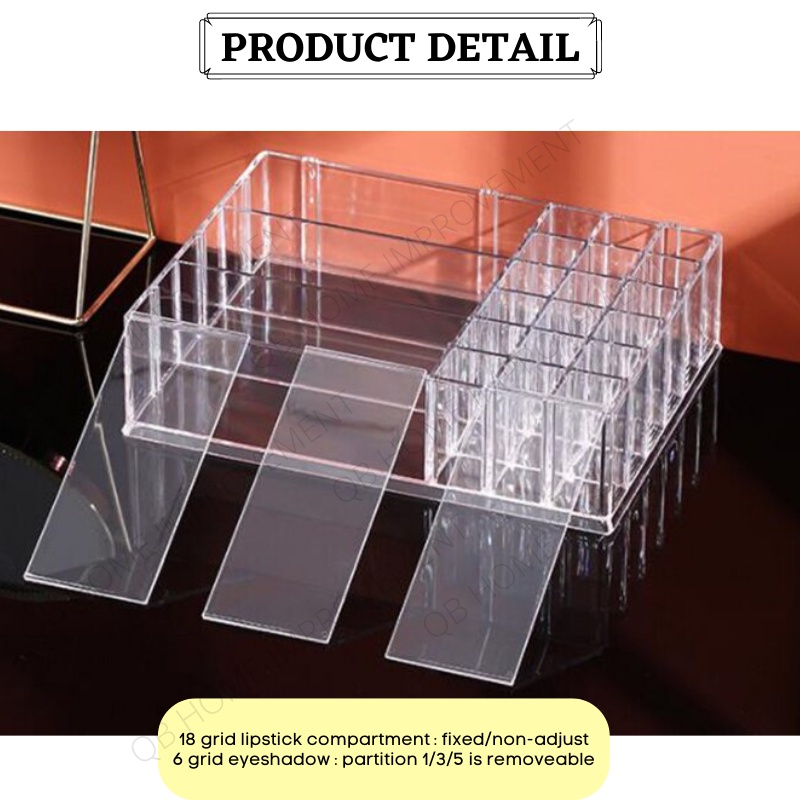 24 Grid Transparent Acrylic Makeup Organizer Tempat Letak Makeup ...