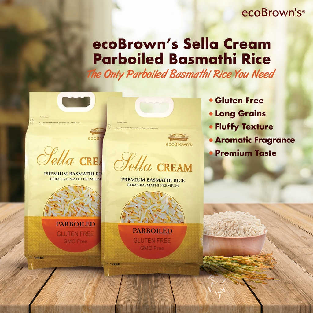 EcoBrowns Sella Cream Parboiles Basmathi Rice Gluten Free Beras Panjang ...