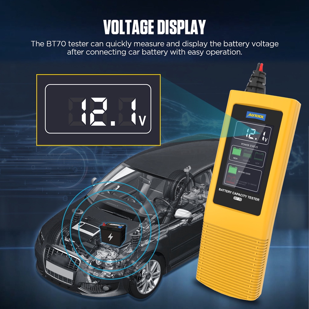 AUTOOL BT70 12V Auto Battery Monitor Voltage Detector 12V Battery ...