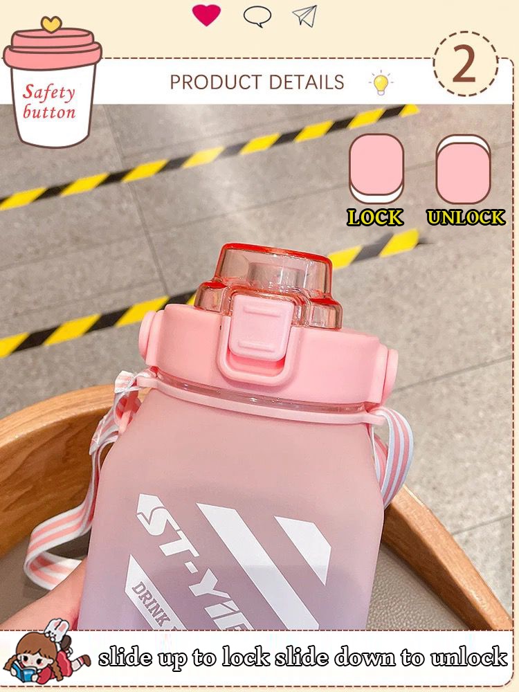 1500ML Botol Air Viral Straw 4xFree Gifts Botol Air Budak Cute Water ...