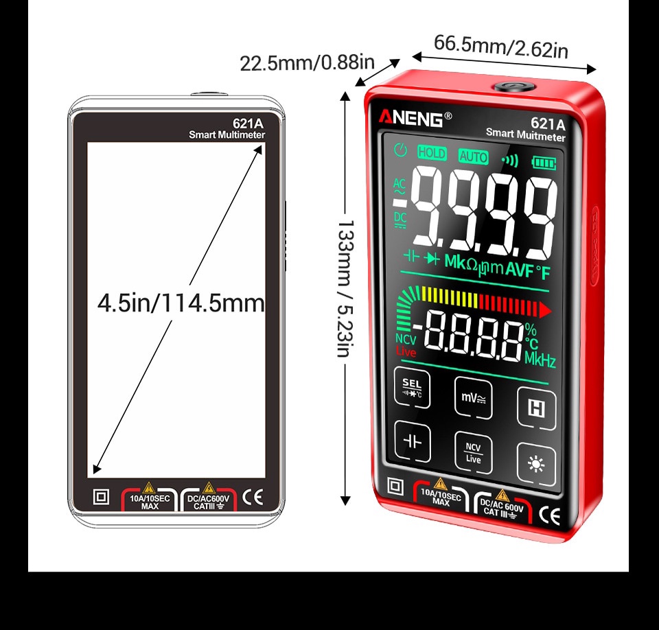 ANENG 621A Smart Digital Multimeter Touch Screen Multimeter Tester ...