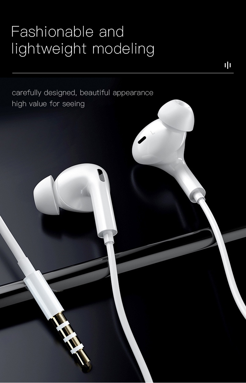 KUULAA New Third Generation Wired Headset In ear Flat Wire Earplugs ...