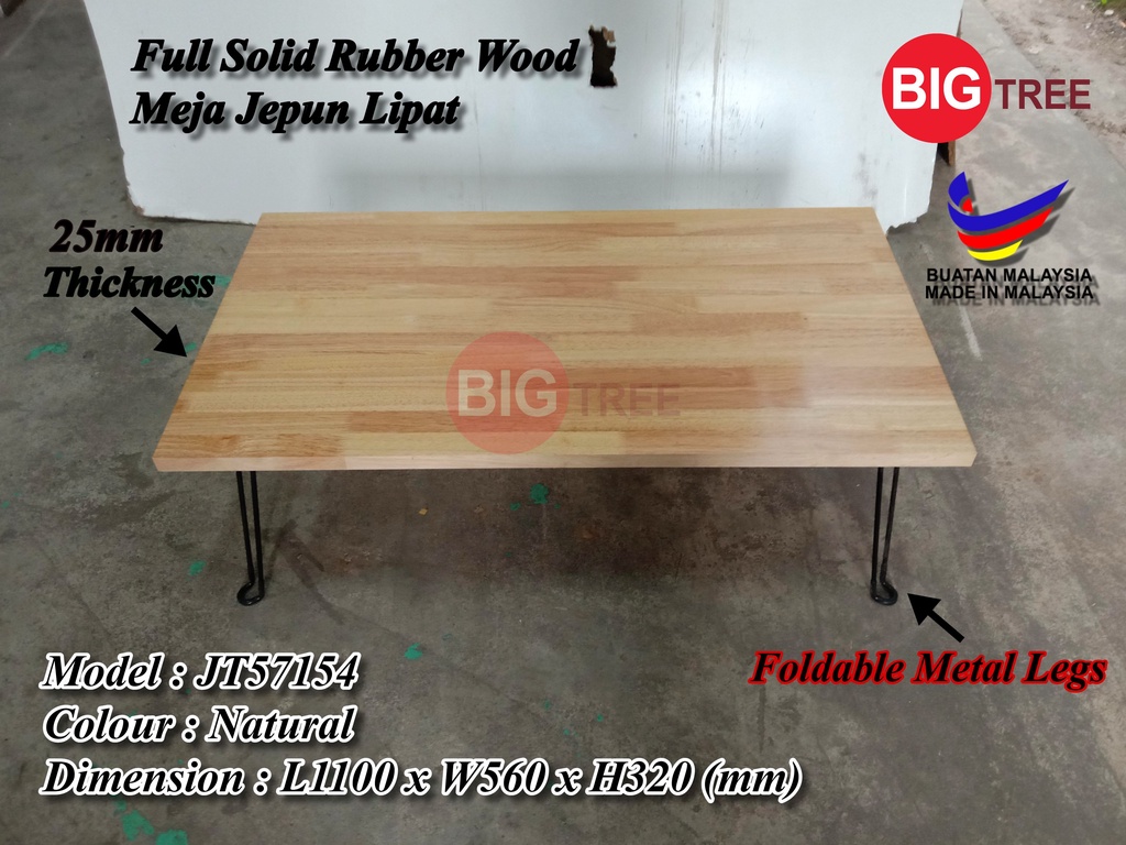 Big Tree Solid Wood Meja Jepun Lipat / Foldable Rubber Wood Japanese ...