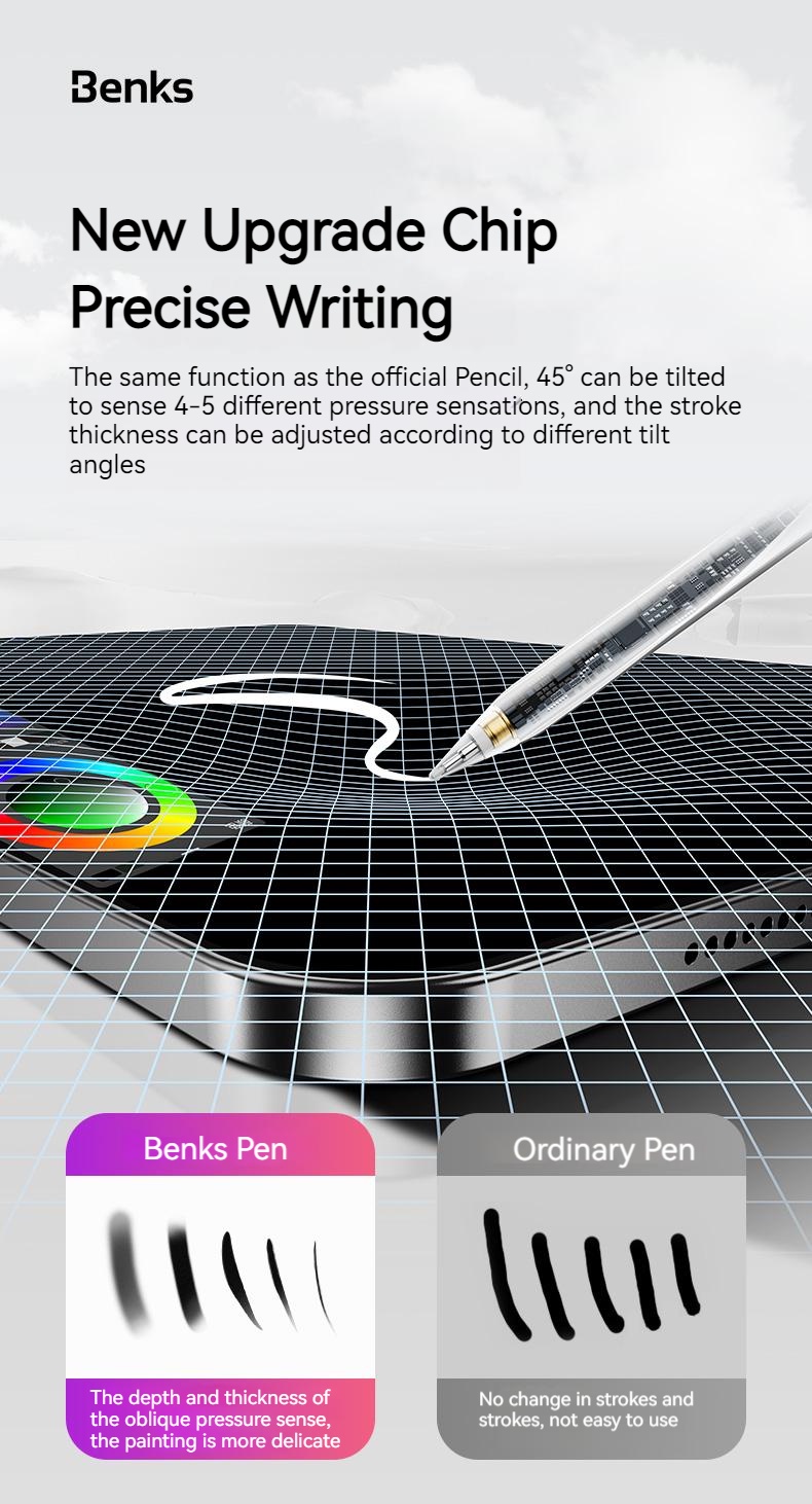 [Benks Official] Benks Magnetic Wireless Charging Pen Tilt Pressure Palm Rejection Writing ...