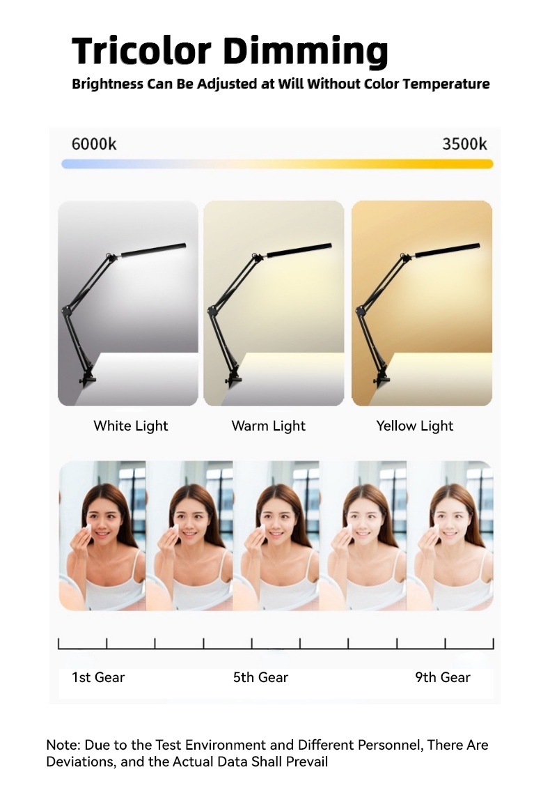 3 Light Colors LED Desk Table Lamp Study Table Light Eye Protection ...