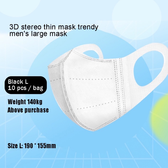 [Ready Stock] L size 10pcs big face mask fat mask disposable mask men's ...
