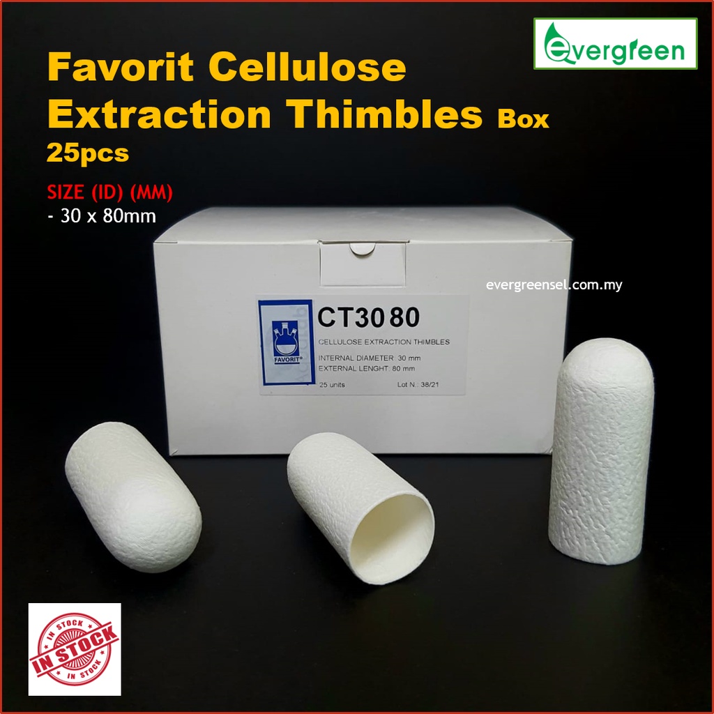 Favorit Cellulose Extraction Thimble 30 x 80mm/ 30 x 100mm, Box of ...