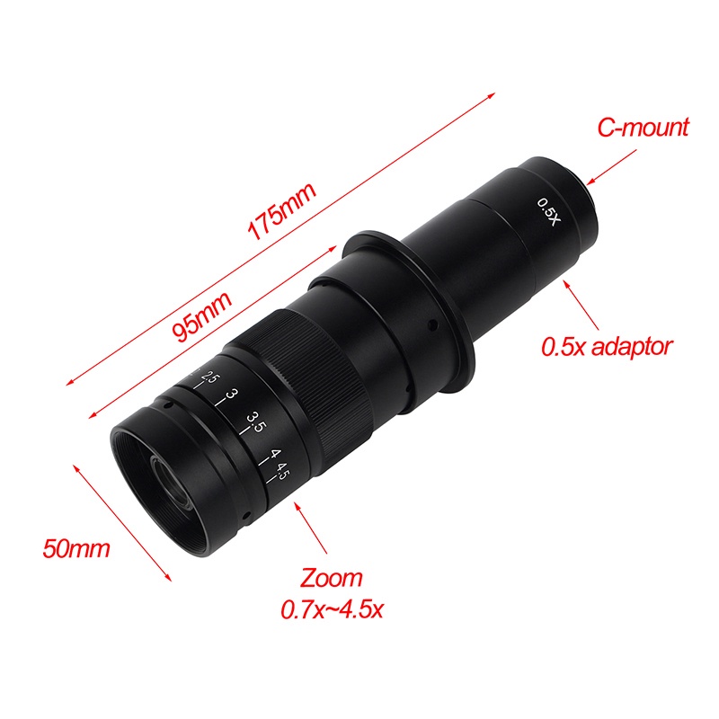 130X 180X Adjustable Zoom C mount Lens Magnification Objective lens 130 ...