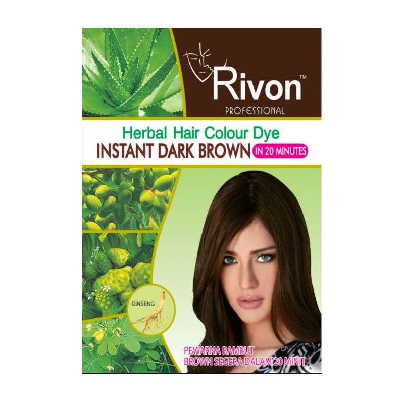 Rivon Professional Herbal Hair Colour Dye 28ml Instant Dark Brown ...