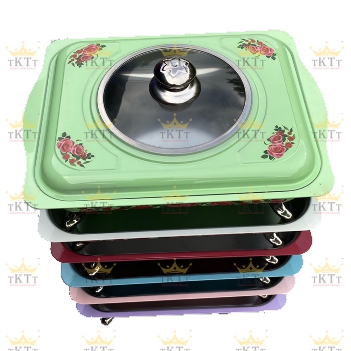 TKTT 35x27 Curve Cut Colourful Stainless Steel Embossed Buffet Food Pan ...