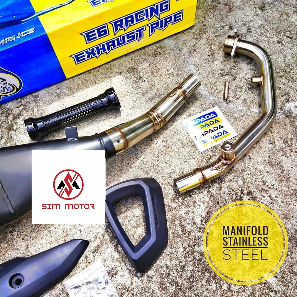 RSX150 ORIGINAL ESPADA E6 EXHAUST 30MM Stainless Steel Manifold 2 Silencer: 1-Direct & 2-Stopper ...