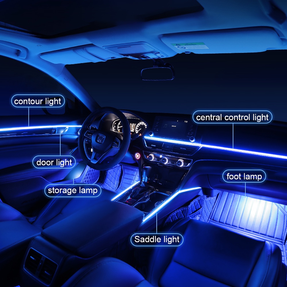 18 in 1 LED Car Ambient Light Atmosphere Light 64 Color Acrylic Fiber ...