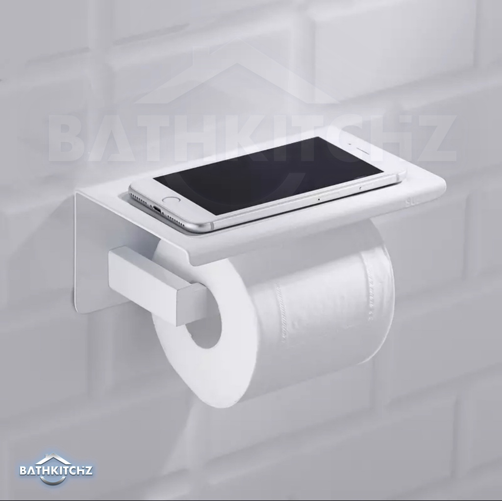 BATHKITCHZ White Aluminium Tissue Holders Toilet Paper Rack Bathroom ...