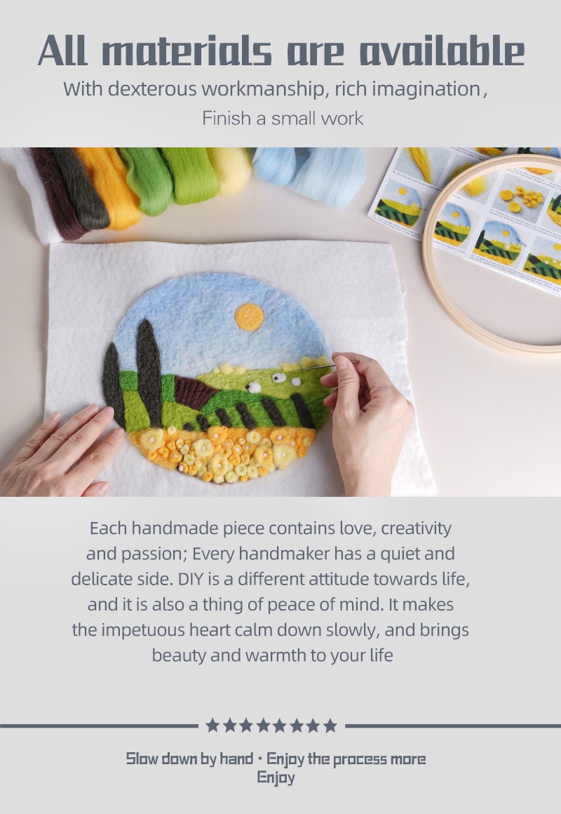 Wool Felt Kit / Needle Felt Kit Embroidery Set / DIY Cross Stitch ...