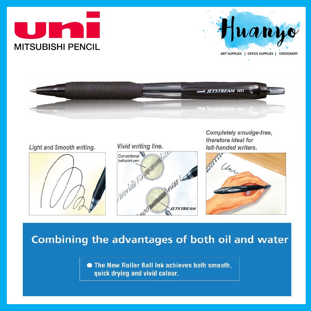 Uni Jetstream 101 Retractable Rubber Grip Roller Ball Pen 0.5mm / 0.7mm ...