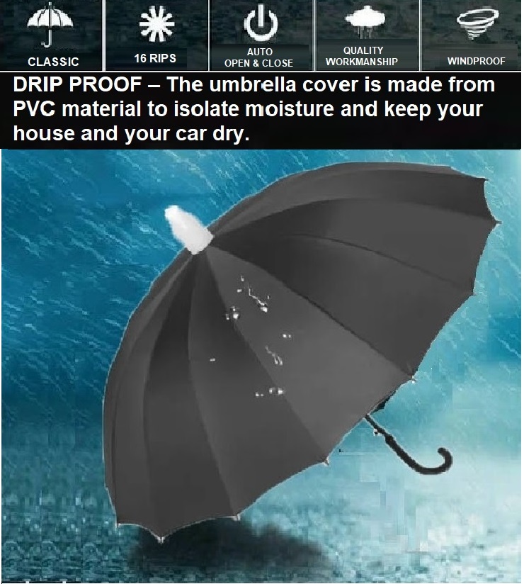 Automatic Open Close Water Dripping Proof Umbrella with Sliding Plastic ...