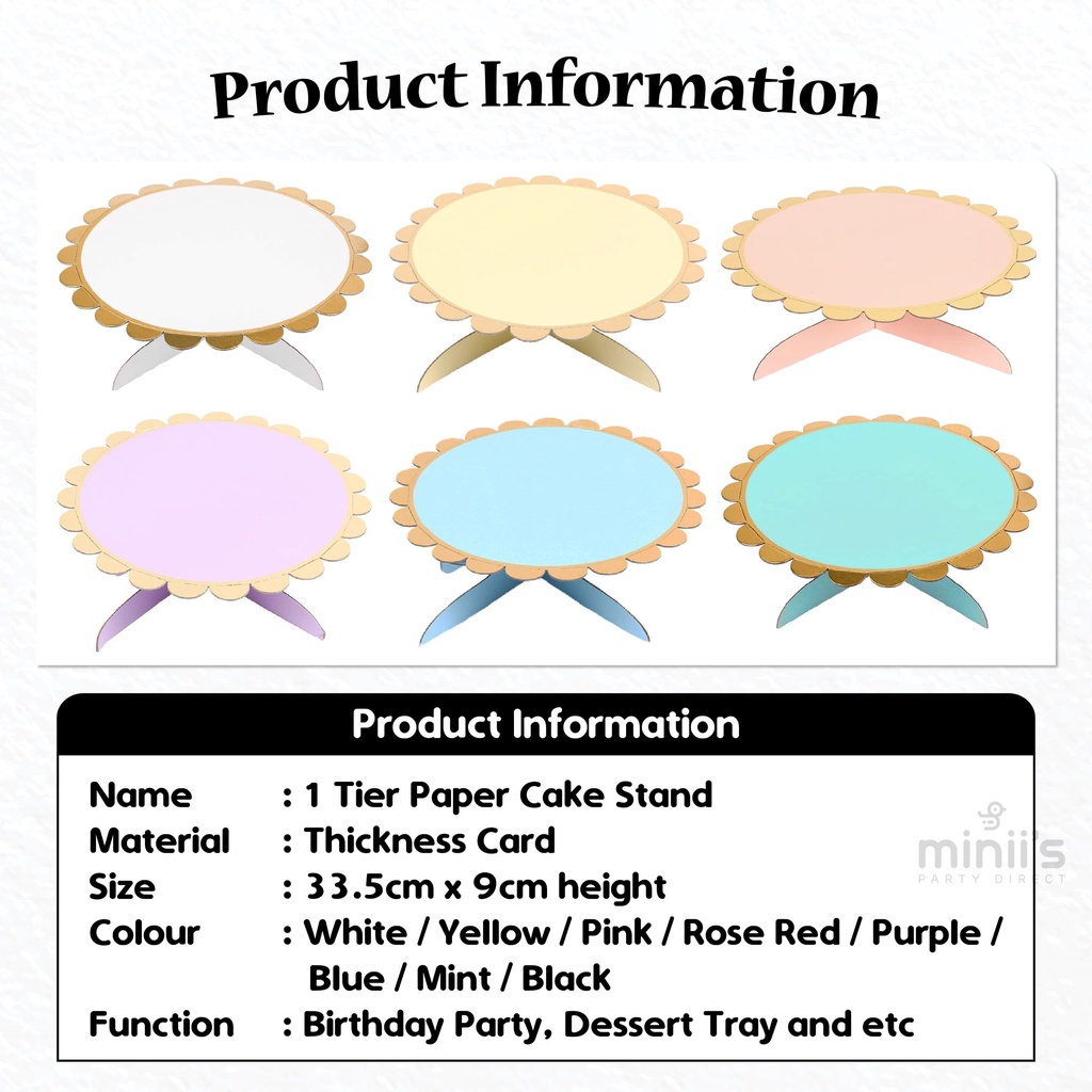 Minii S 1 Layer Paper Cake Stand Disposable Cardboard Cake And Cupcake