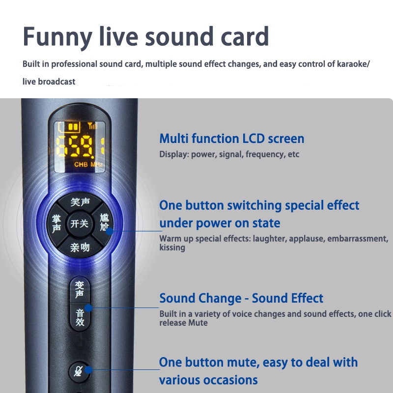 Wireless Microphone UHF Professional Handheld Sound Card Mic For Party ...