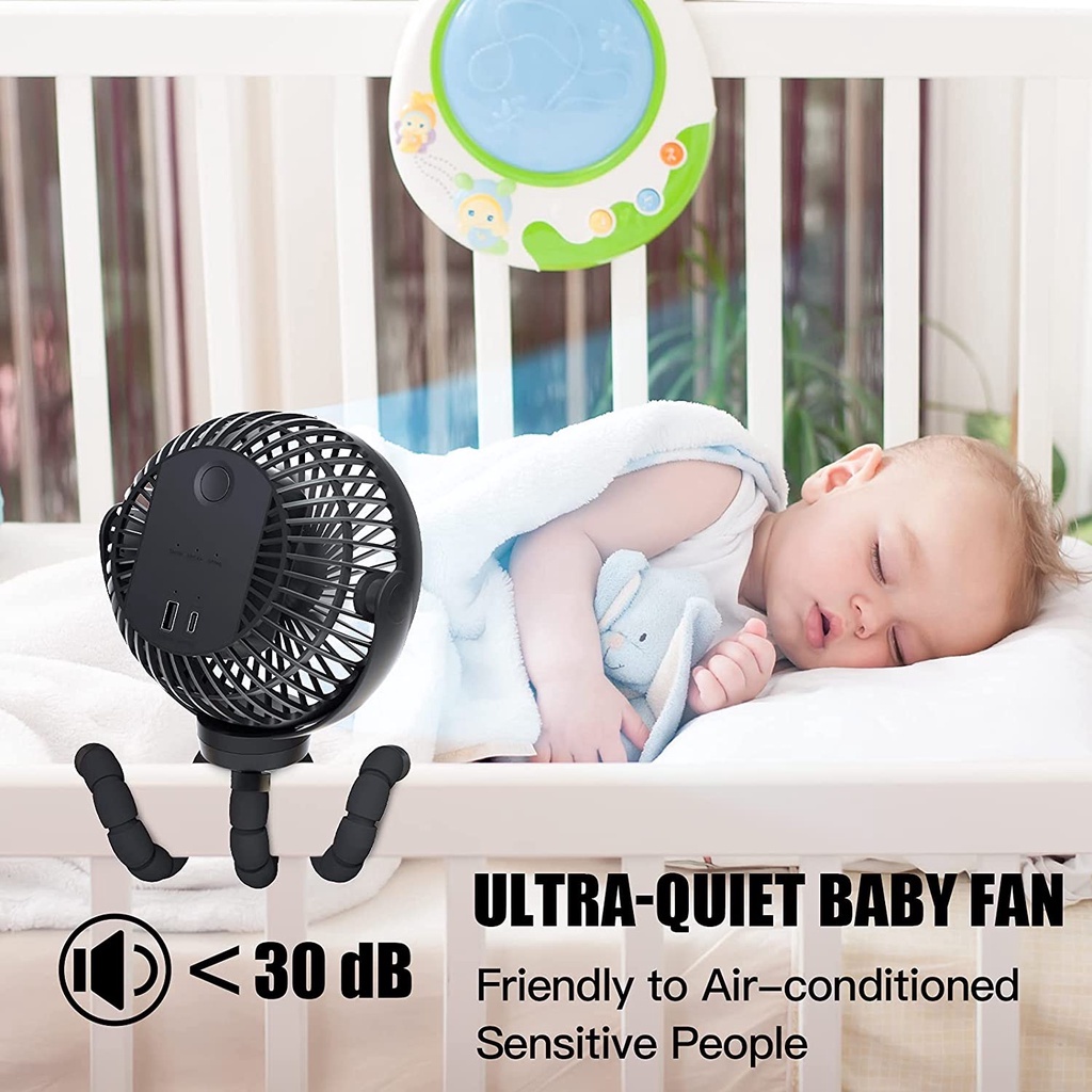 BuzzTech 12000mAh Portable Stroller Fan fan USB Rechargeable Mini Kipas ...
