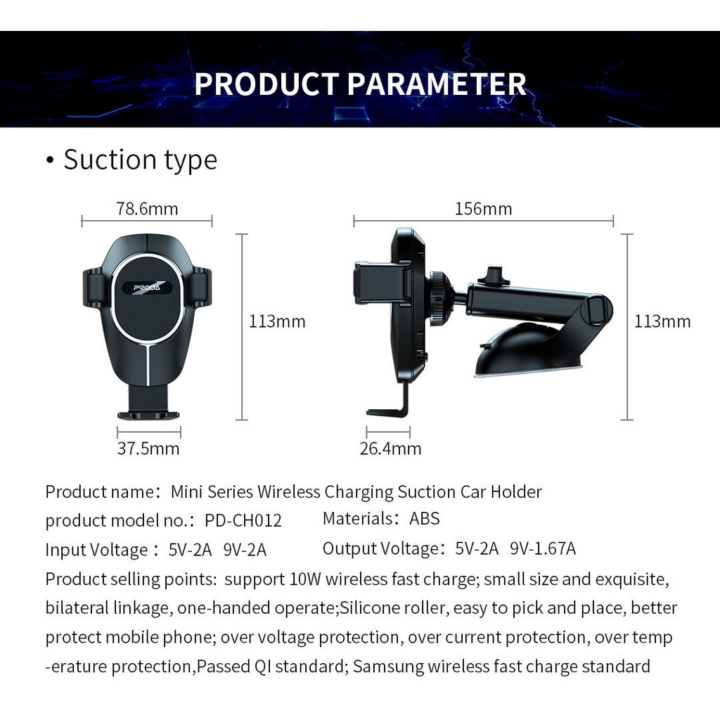 PRODA Car Front Windshield Dashboard Phone Holder Phone Mount Auto ...