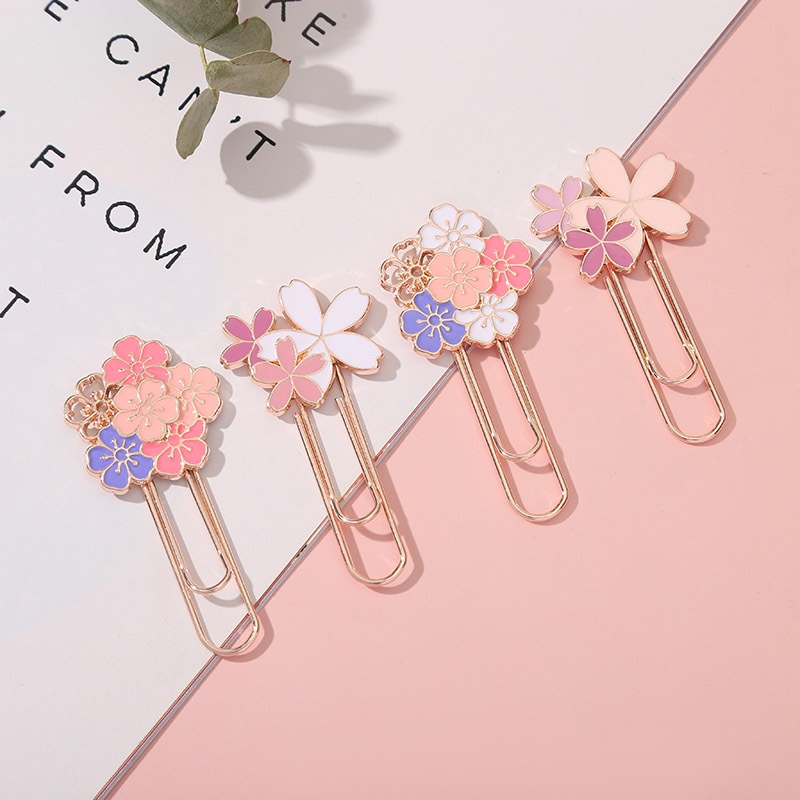 INS Creative Sakura Flower Metal Paper Clip Bookmark Student School ...