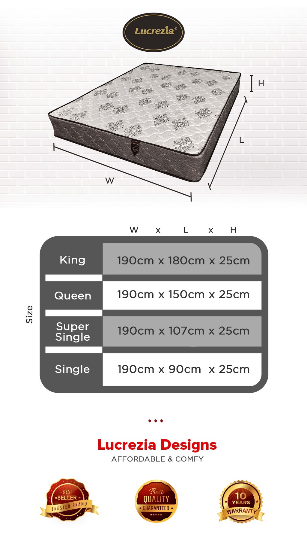Free Shipping Lucrezia Viden 10inch Spine Support Spring Mattress Tilam ...
