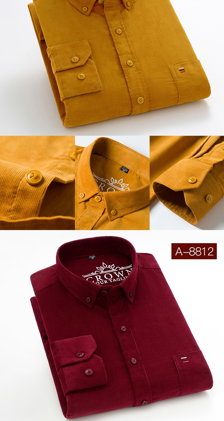 Casual 100% Cotton Corduroy Man Shirt Long Sleeve Plus Size 7xl Social ...