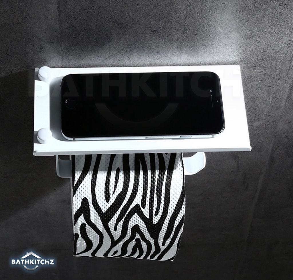 BATHKITCHZ White Aluminium Tissue Holders Toilet Paper Rack Bathroom ...