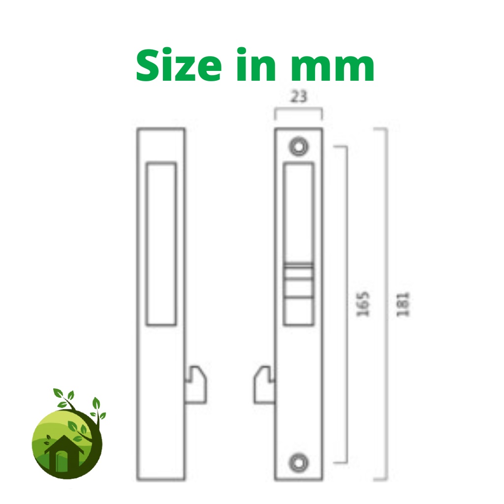 Aluminium Sliding Door Lockset without Key A5 25mm Kunci Pintu Sliding ...