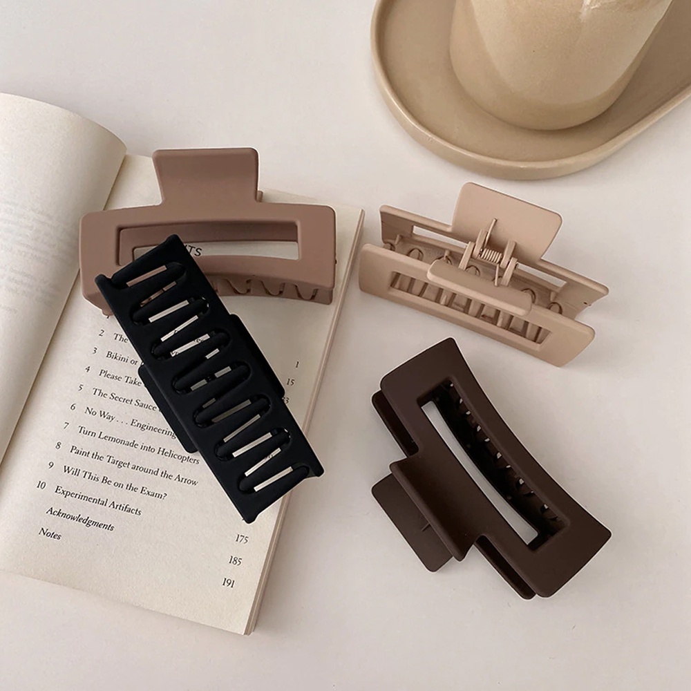 CK Hair Clip Matte Colour Vintage Autumn Rectangle Hairpin Design Women ...