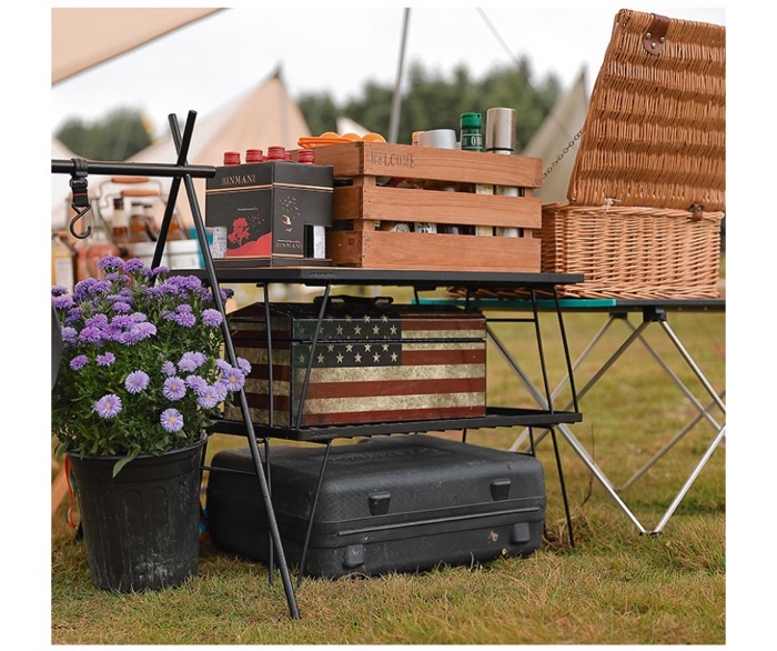 Campingmoon T230 High Quality Camping Black Steel Table Field Rack ...