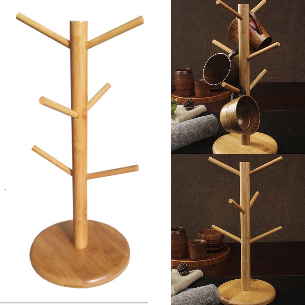 BC Multipurpose Wooden Mug Tree Holder Simple Kitchen Stand Coffee Cup ...