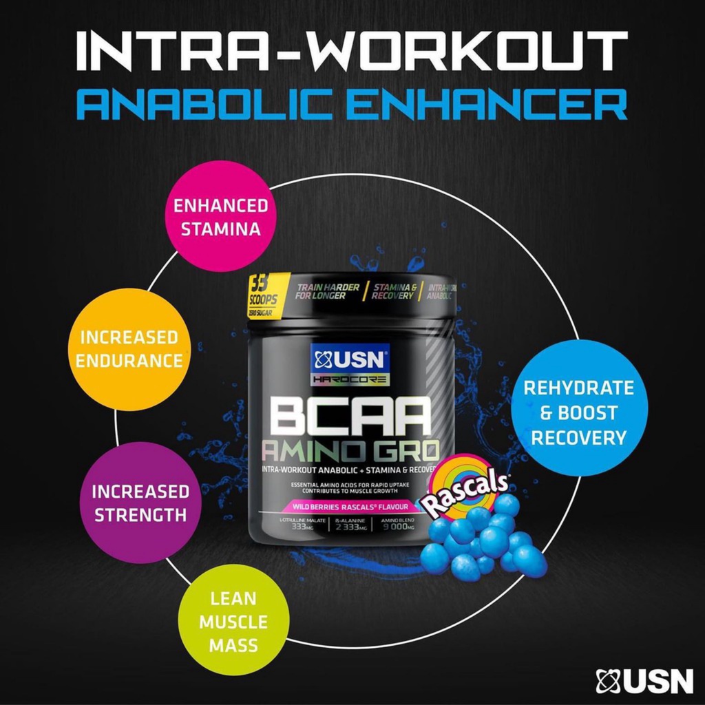 USN BCAA Amino Gro Intra-Workout Anabolic ( 200 g) 33 servings ...