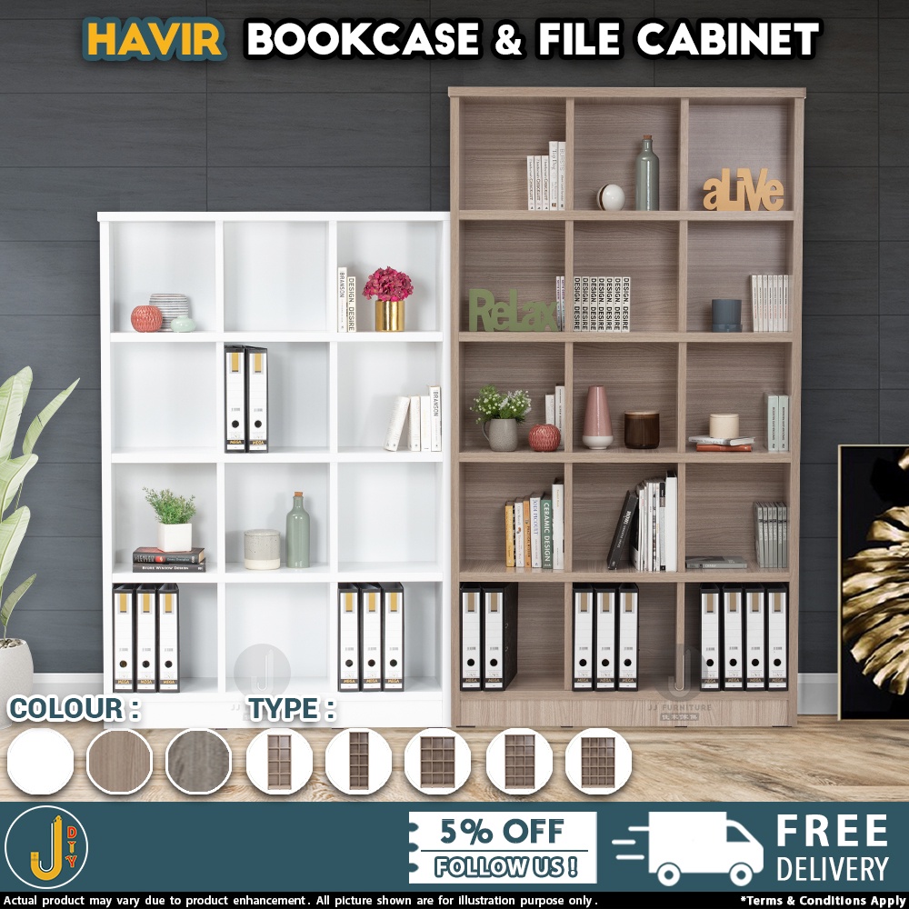 [JJ Furniture DIY] Havir Bookcase Bookshelf File Cabinet Storage Shelf ...