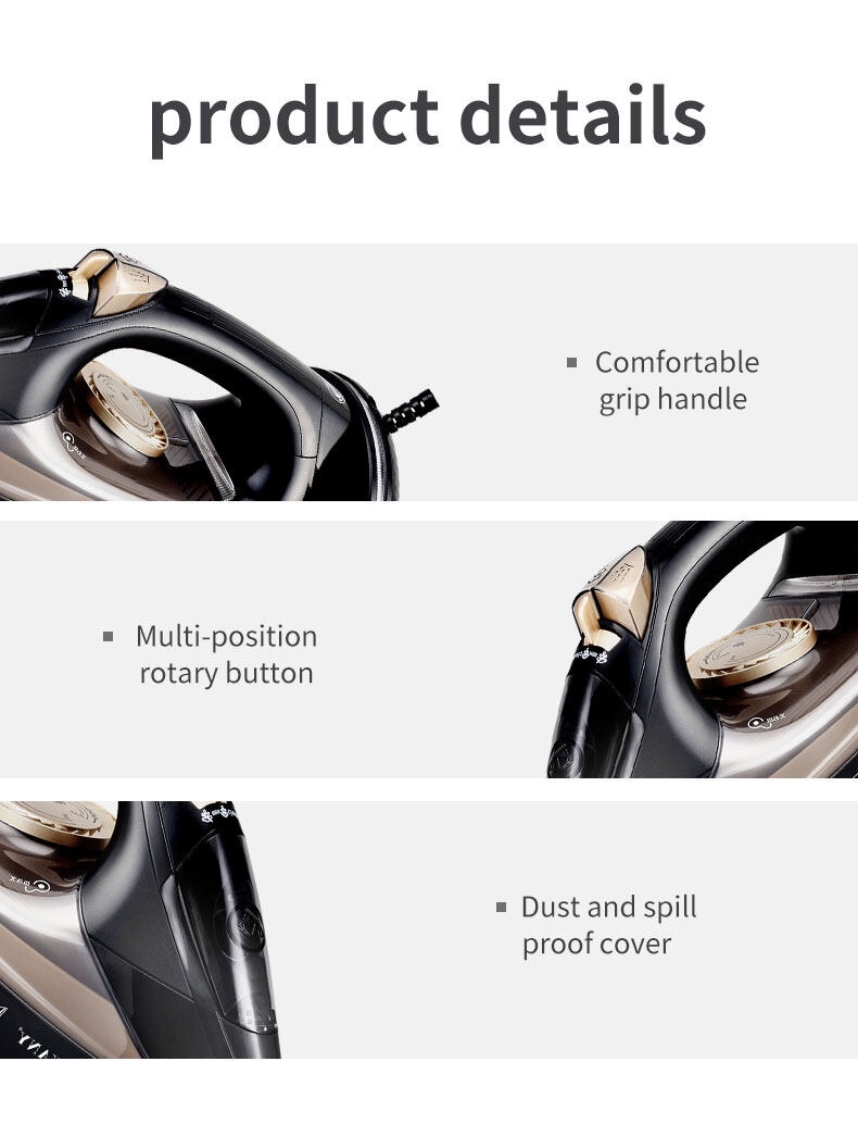 SOKANY 2600W Cordless Electric Steam Iron (Black Gold) SK-286 Seterika ...