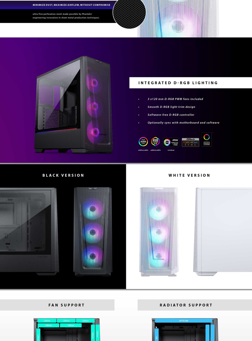 PHANTEKS Eclipse G360A DRGB Tempered Glass Mid Tower ATX Casing ...