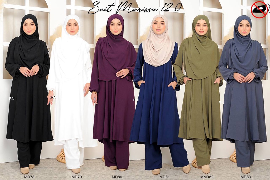 Muslimah Suit MARISSA 12.0 - Jubah Seluar Umrah Haji Cey Ironless Putih ...