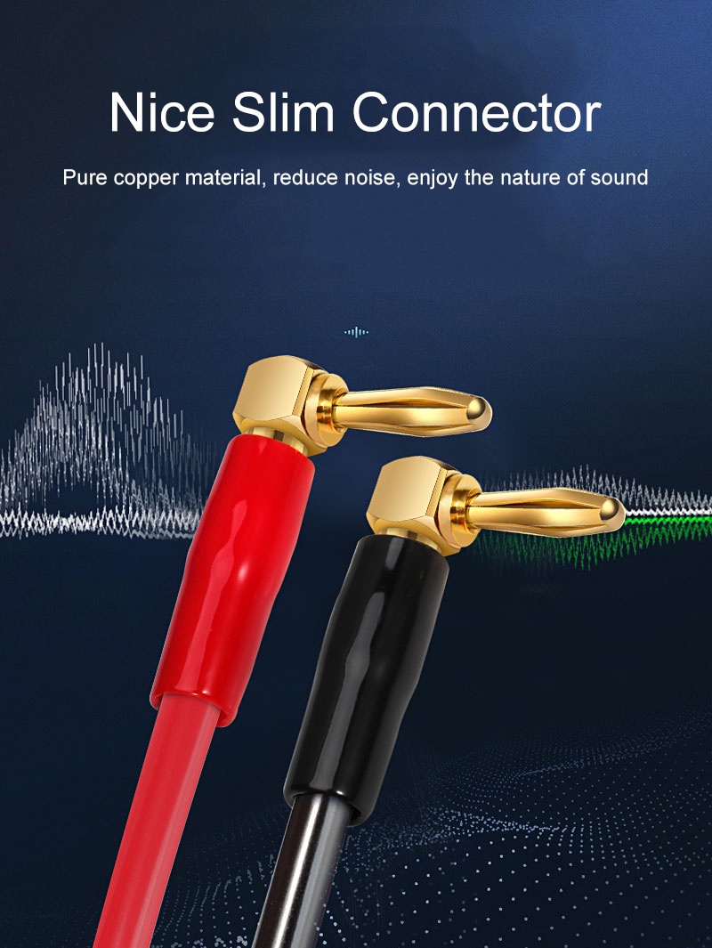 GOLLEY LION 1 Pair HI-FI Audio Speaker Cable Right Angle L Type Gold ...