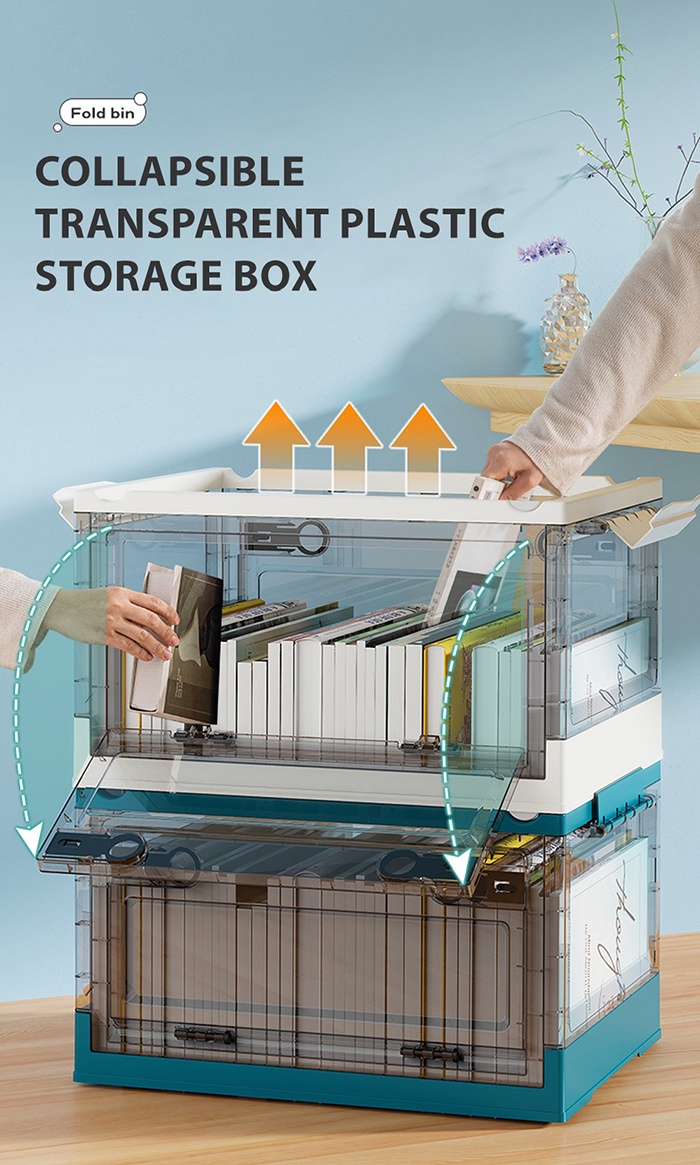 SO024 Collapsible Transparent Plastic Storage Box Front Open Door ...