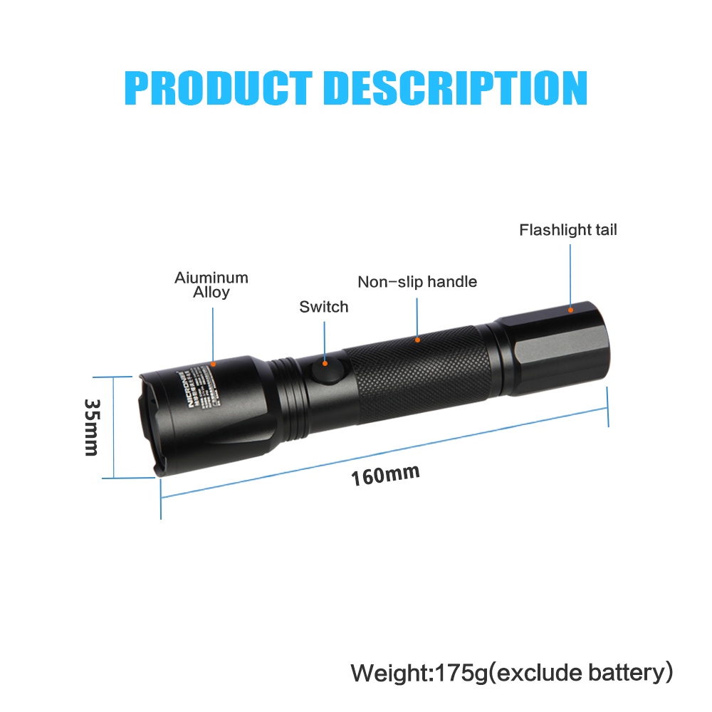 NICRON LED Flashlight EXB90 Rechargeable Explosion Proof 200LM ...