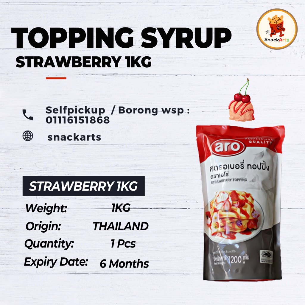 💯Topping Syrup Brand Aro Thai Food Topping Ice Blended Topping Cake ...