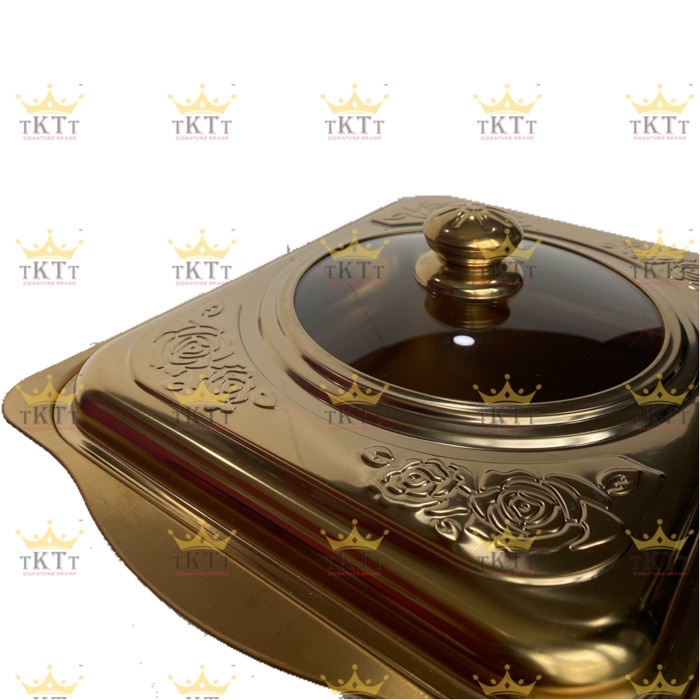 TKTT 35x27 Vintage Gold Rose Embossed Buffet Set Serving Dishes Curve ...