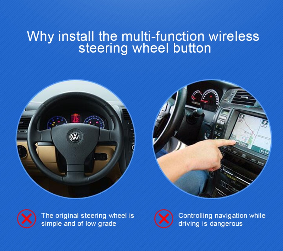 ★6-Key SWC★ Universal Remote Control Car Steering Wheel Button Wireless ...