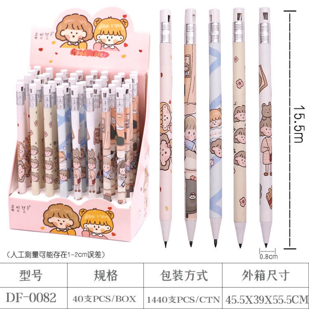SNT(0082) 2mm Pensil Tekan Pensel Tekan Mochi 2B Mechanical Pencil 2.0 With Sharpener Drawing ...