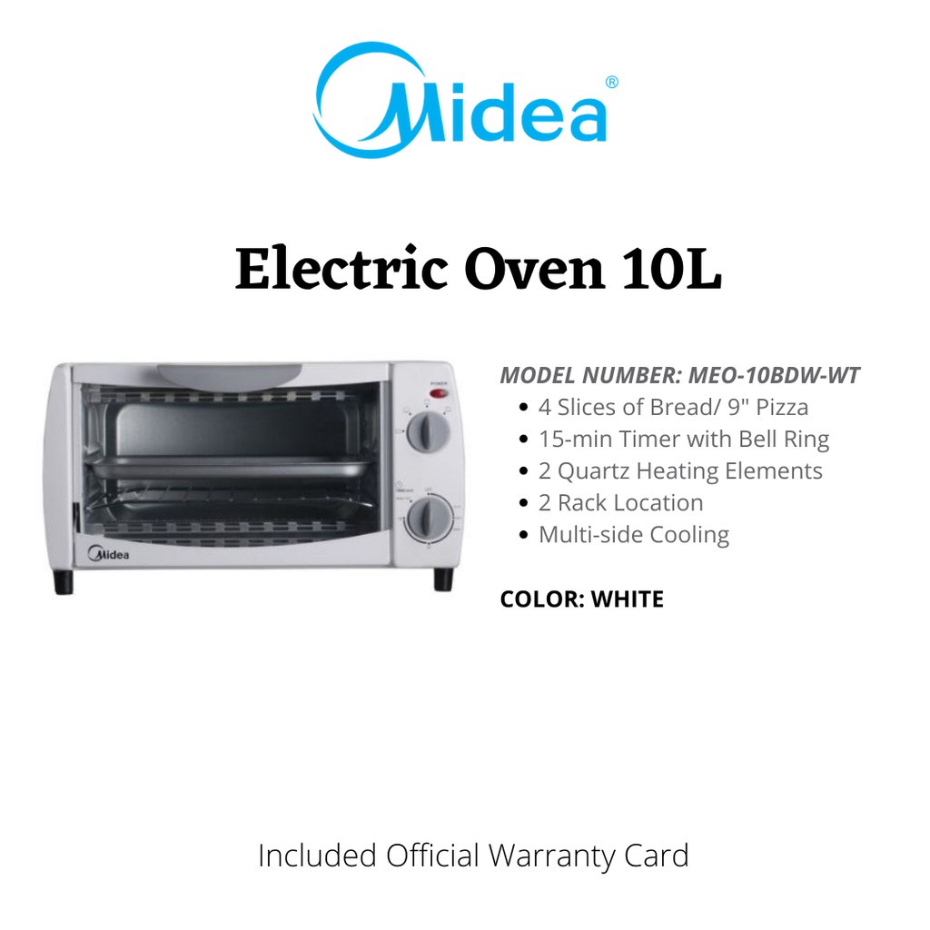 MIDEA 10L Electric Toaster Oven White MEO-10BDW-WH / Black MEO-10BDW-BK ...