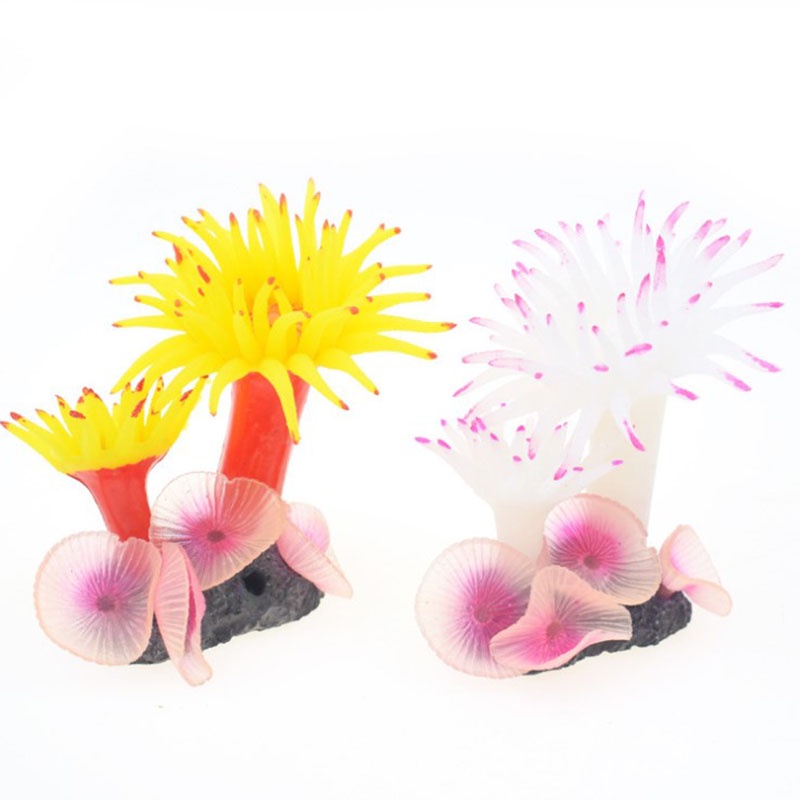 Aquarium Simulation Coral Decoration Silicone Artificial Fish Tank Fake ...