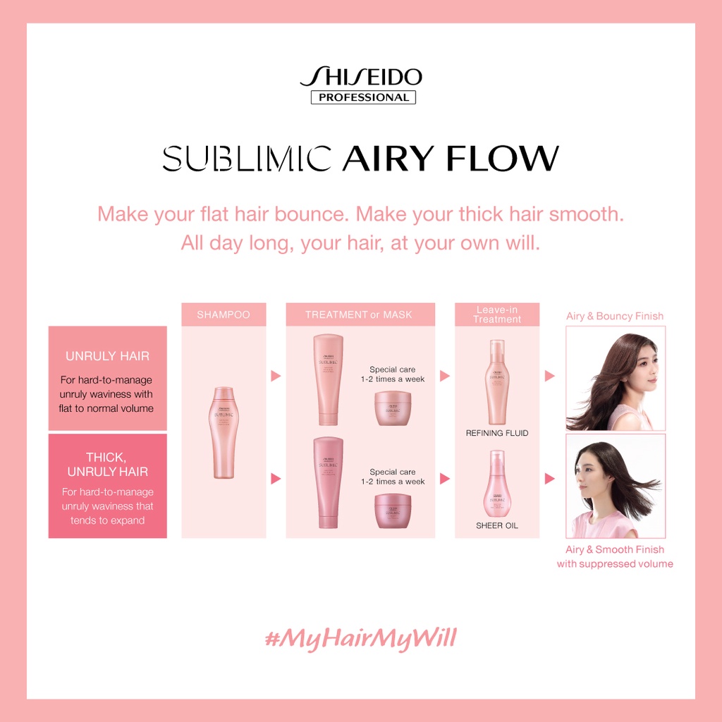 Shiseido Sublimic Airy Flow For Volume Hair Shampoo | Treatment | Mask | Refining Fluid | SHEER ...