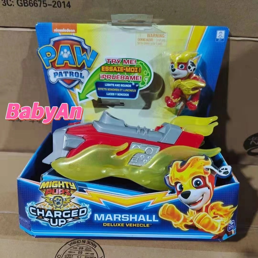 PAW Patrol Mighty Pups Charged Up Marshall’s Deluxe Vehicle with Lights ...
